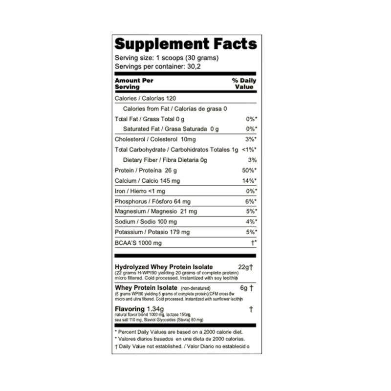 Hydro Zero Whey Isolate 2LBS – Vitafed